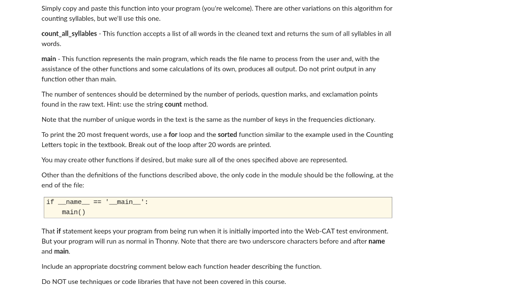 Solved Program Behavior This program will analyze a file | Chegg.com