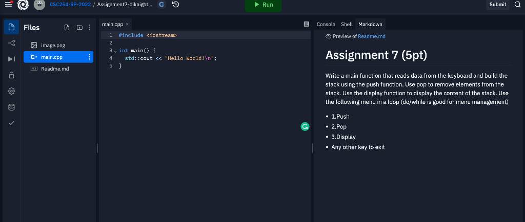 Solved Assignment 7 (5pt) Write a main function that reads | Chegg.com