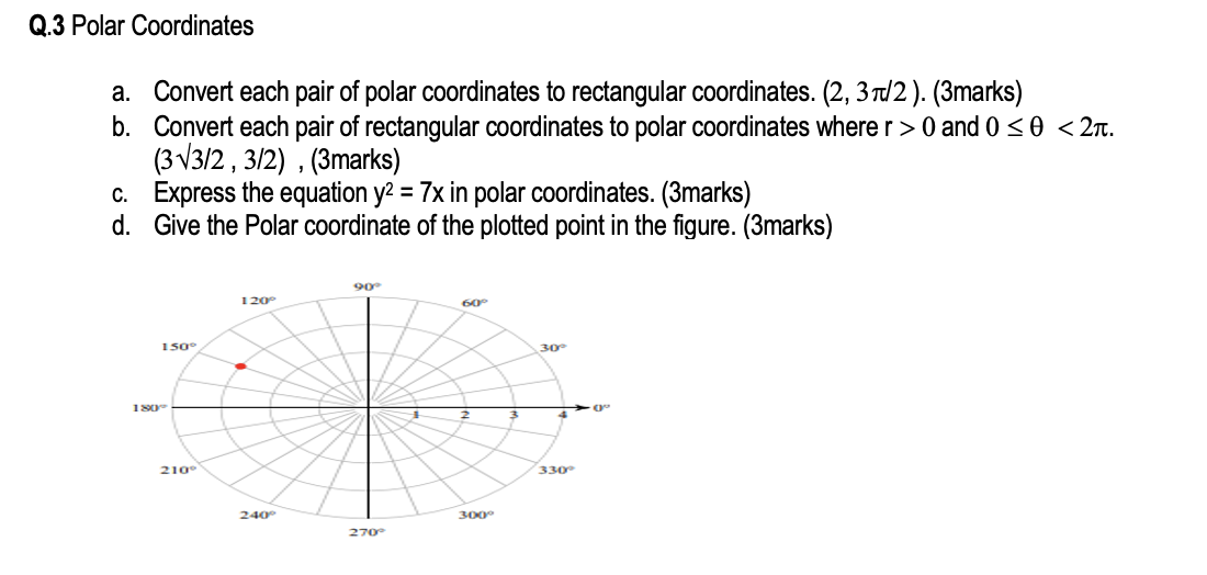 Solved Q.3 Polar Coordinates a. Convert each pair of polar | Chegg.com