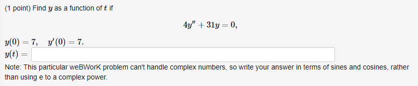 Solved Find yy as a function of tt if | Chegg.com