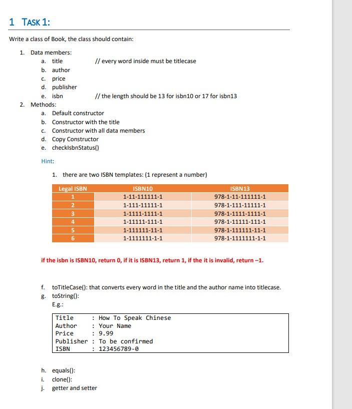 Solved Write a class of Book, the class should contain: 1. | Chegg.com