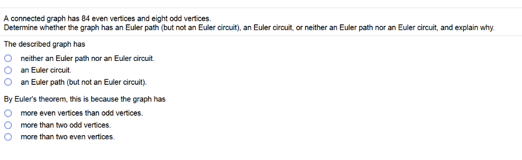 Solved A Connected Graph Has 84 Even Vertices And Eight Odd