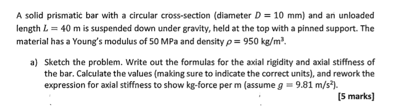 A solid prismatic bar with a circular cross-section | Chegg.com
