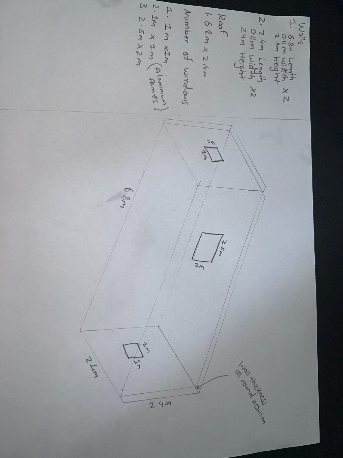 Solved R Value:Wall: 0.961m2k/wFloor: 0.676m2k/wRoof: | Chegg.com