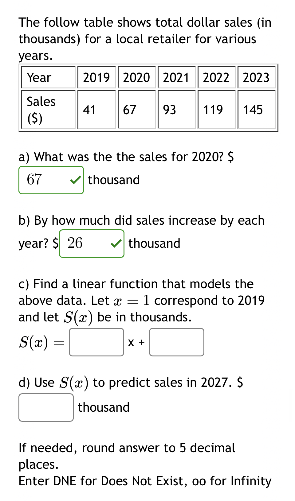 Solved The follow table shows total dollar sales (in | Chegg.com