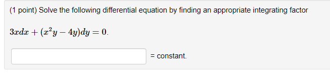 Solved (1 point) Solve the following differential equation | Chegg.com