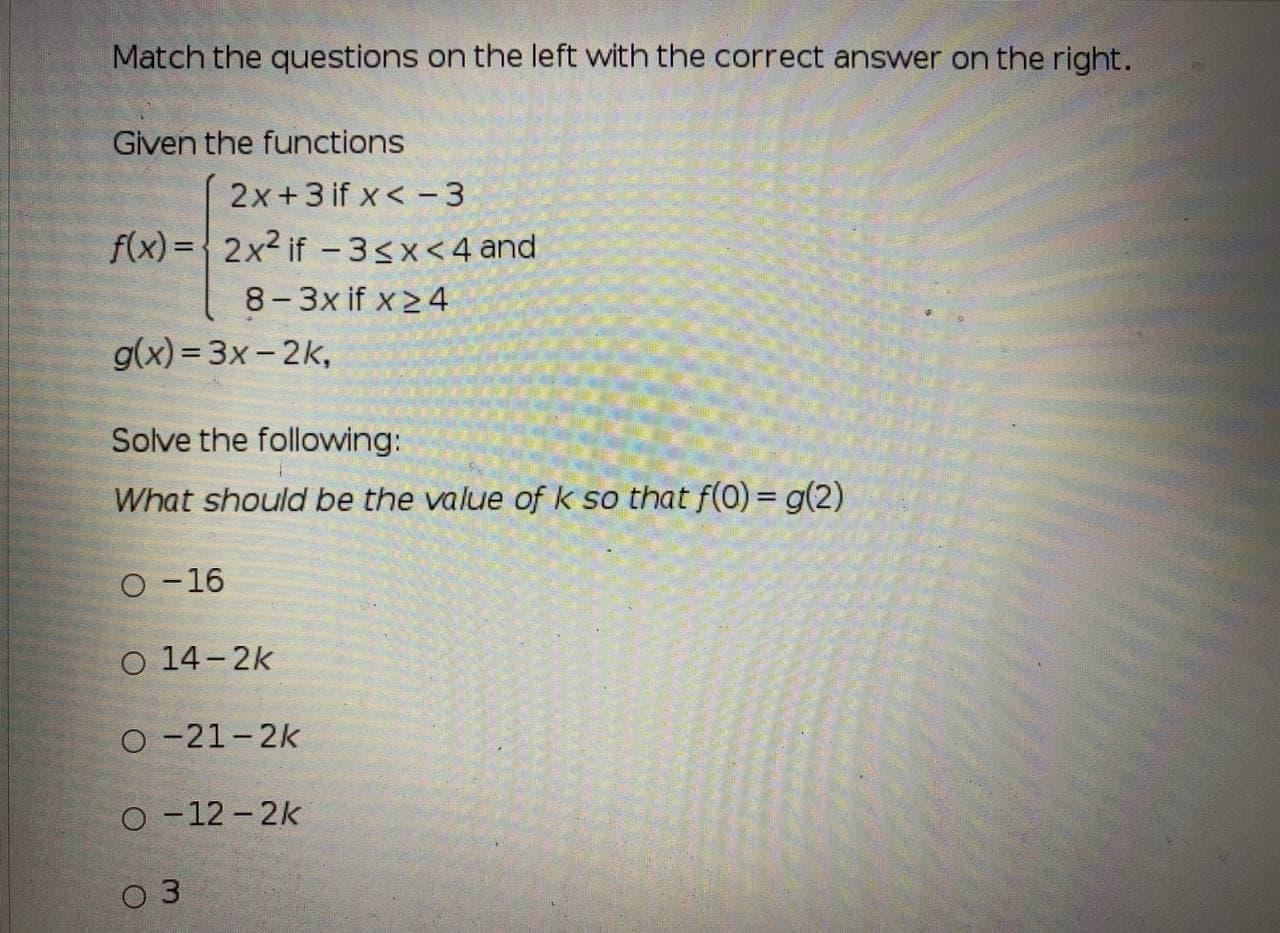 Solved Match the questions on the left with the correct | Chegg.com