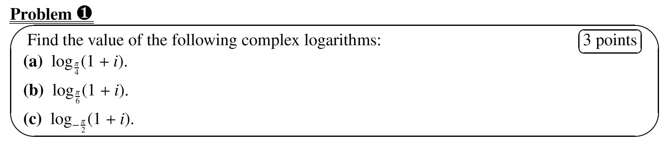 Solved 3 points Problem 1 Find the value of the following | Chegg.com