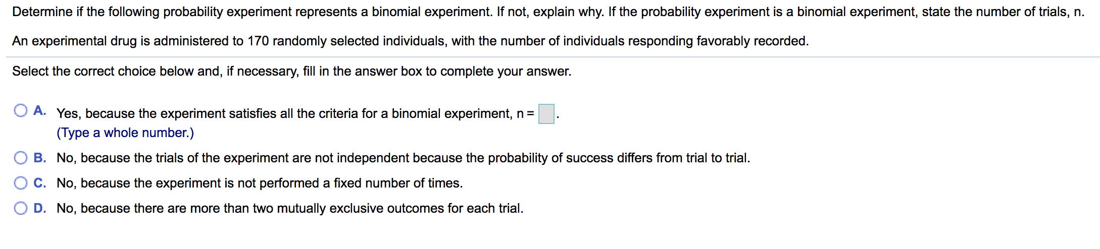 Solved Determine if the following probability experiment | Chegg.com