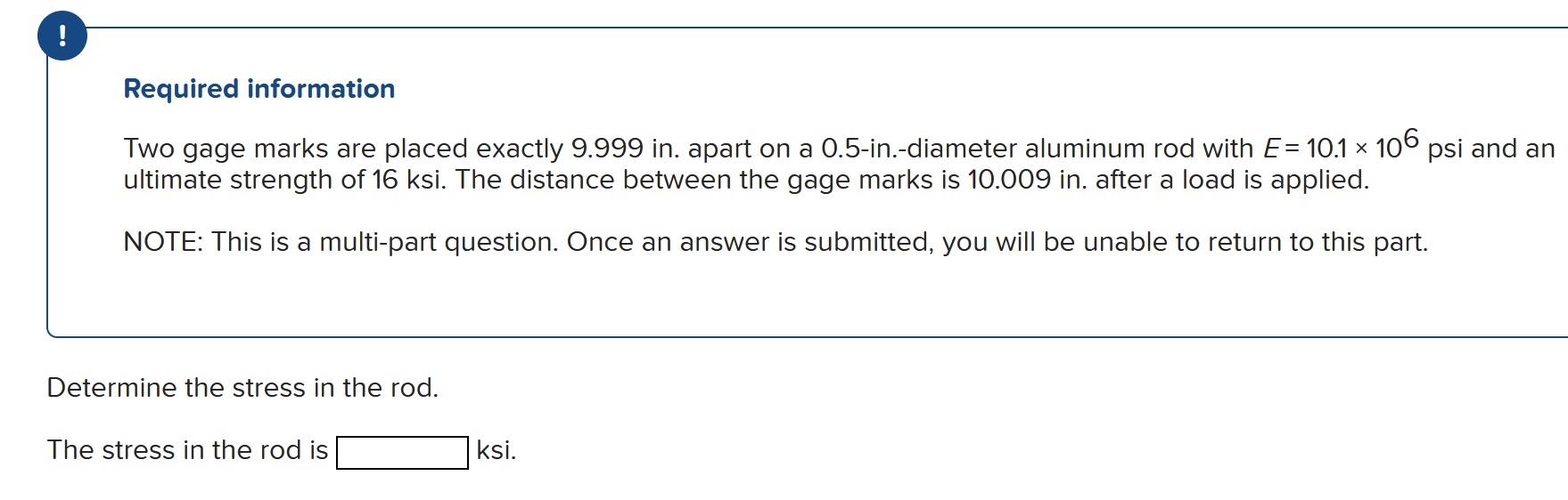 Solved Required information Two gage marks are placed | Chegg.com