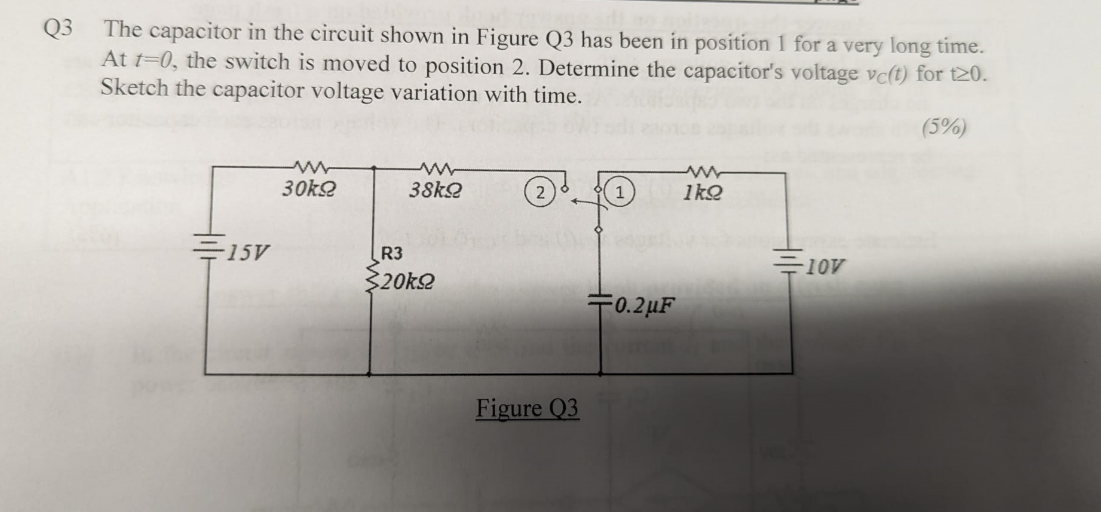 Solved 23 The capacitor in the circuit shown in Figure Q3 | Chegg.com