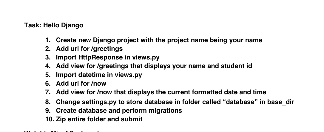 Solved Task Hello Django 1 Create New Django Project With 