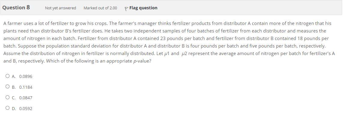 Solved A farmer uses a lot of fertilizer to grow his crops. | Chegg.com
