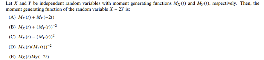 Solved Let X and Y be independent random variables with | Chegg.com