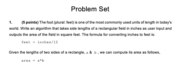 Solved Problem Set 1. (5 points) The foot (plural: feet) is | Chegg.com