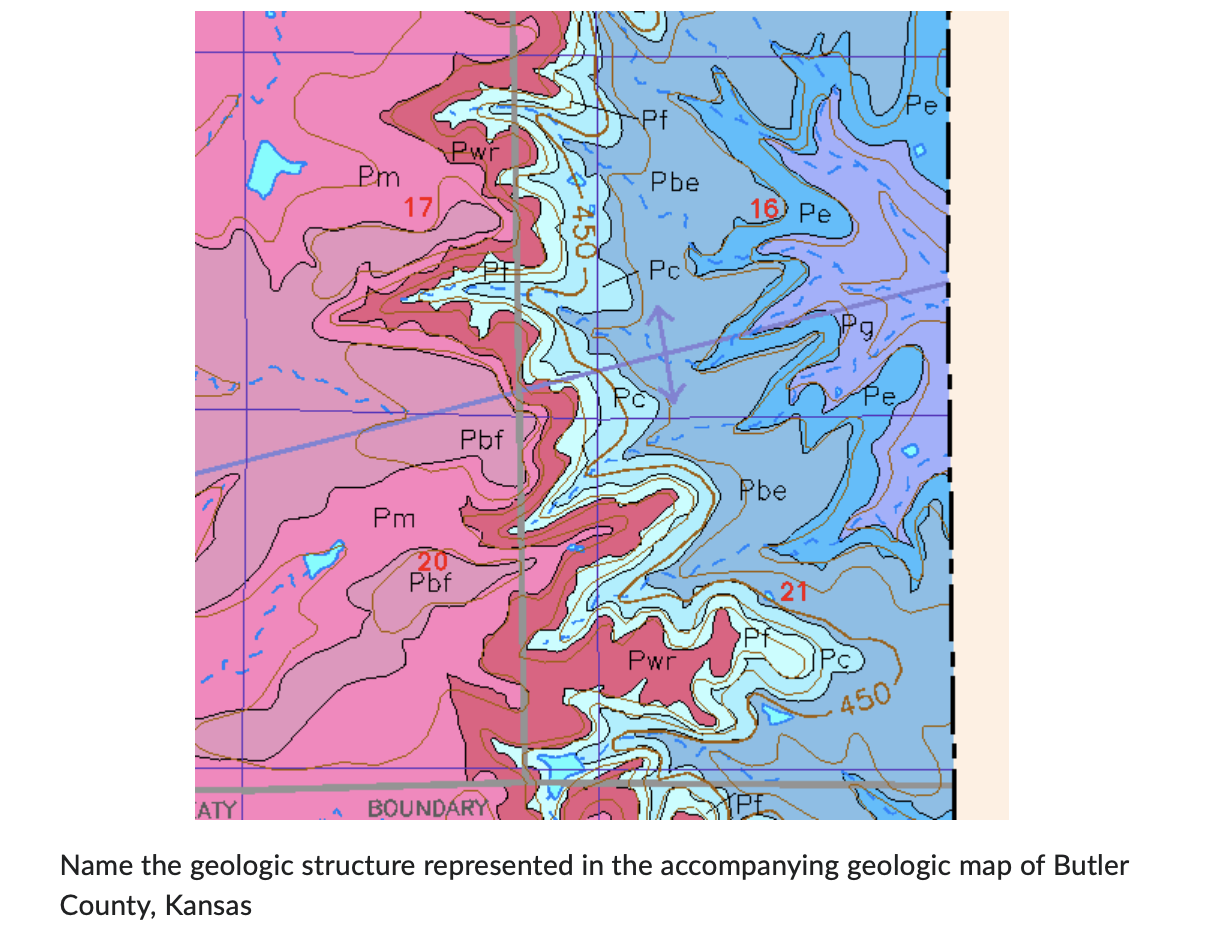 Solved What Geologic Structure is present in the image, in | Chegg.com