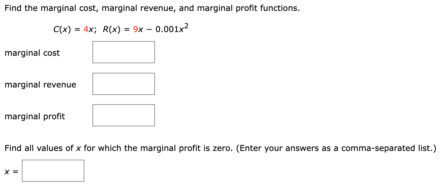 Solved Find the marginal cost, marginal revenue, and | Chegg.com