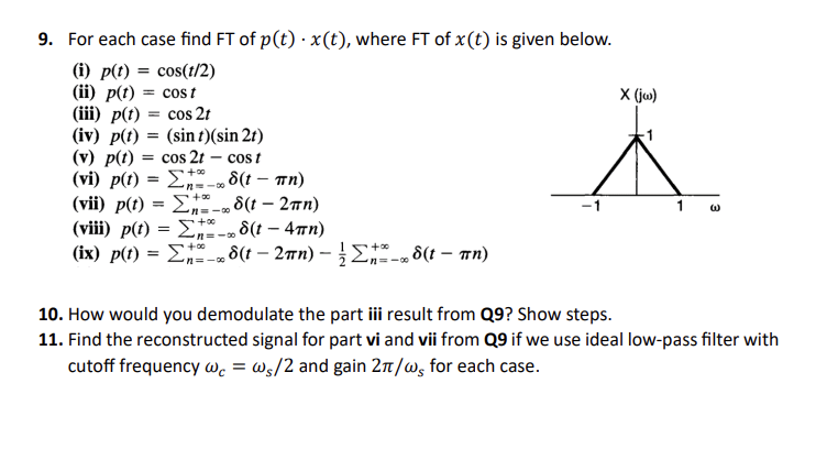 Solved 9 For Each Case Find Ft Of P T ⋅x T Where Ft Of