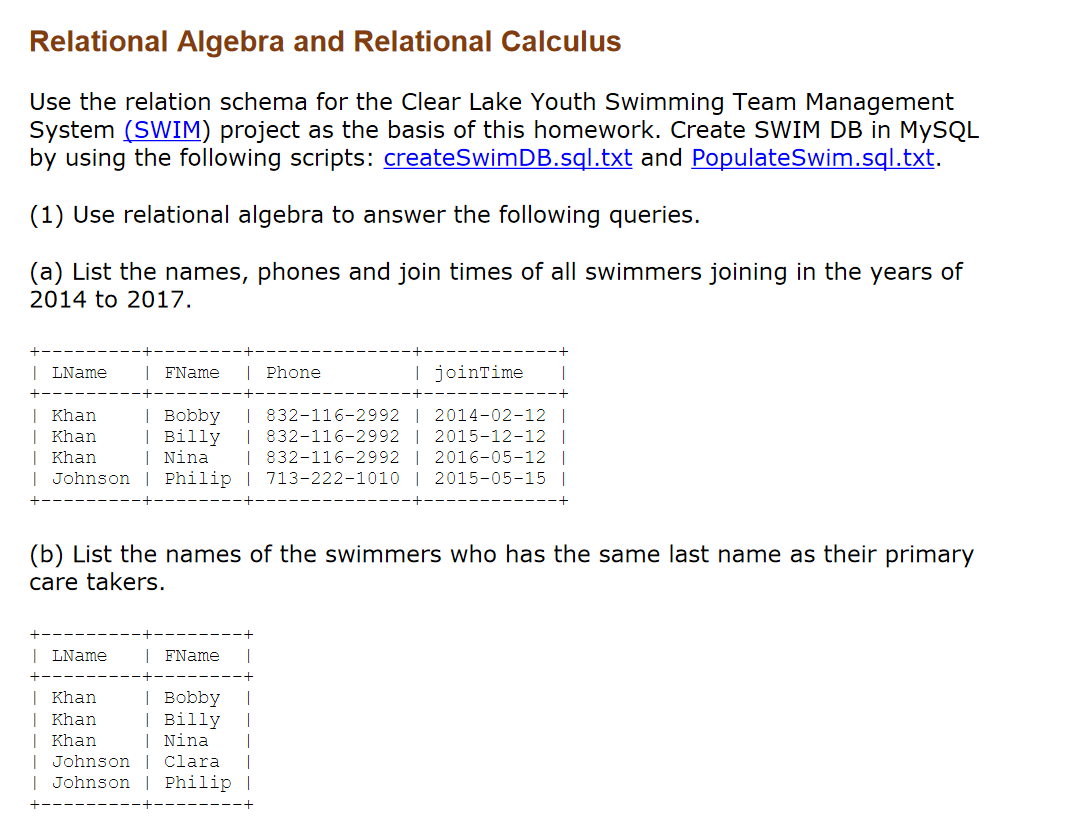 Design Of Database System Course -- Bare Bone DDL to | Chegg.com