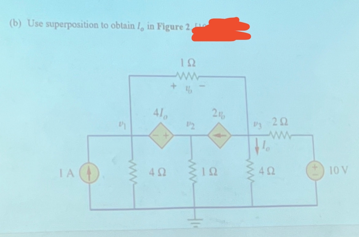 Solved (b) ﻿Use superposition to obtain I0 ﻿in Figure | Chegg.com