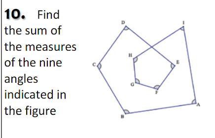 Solved Findthe sum ofthe measuresof the nineanglesindicated | Chegg.com
