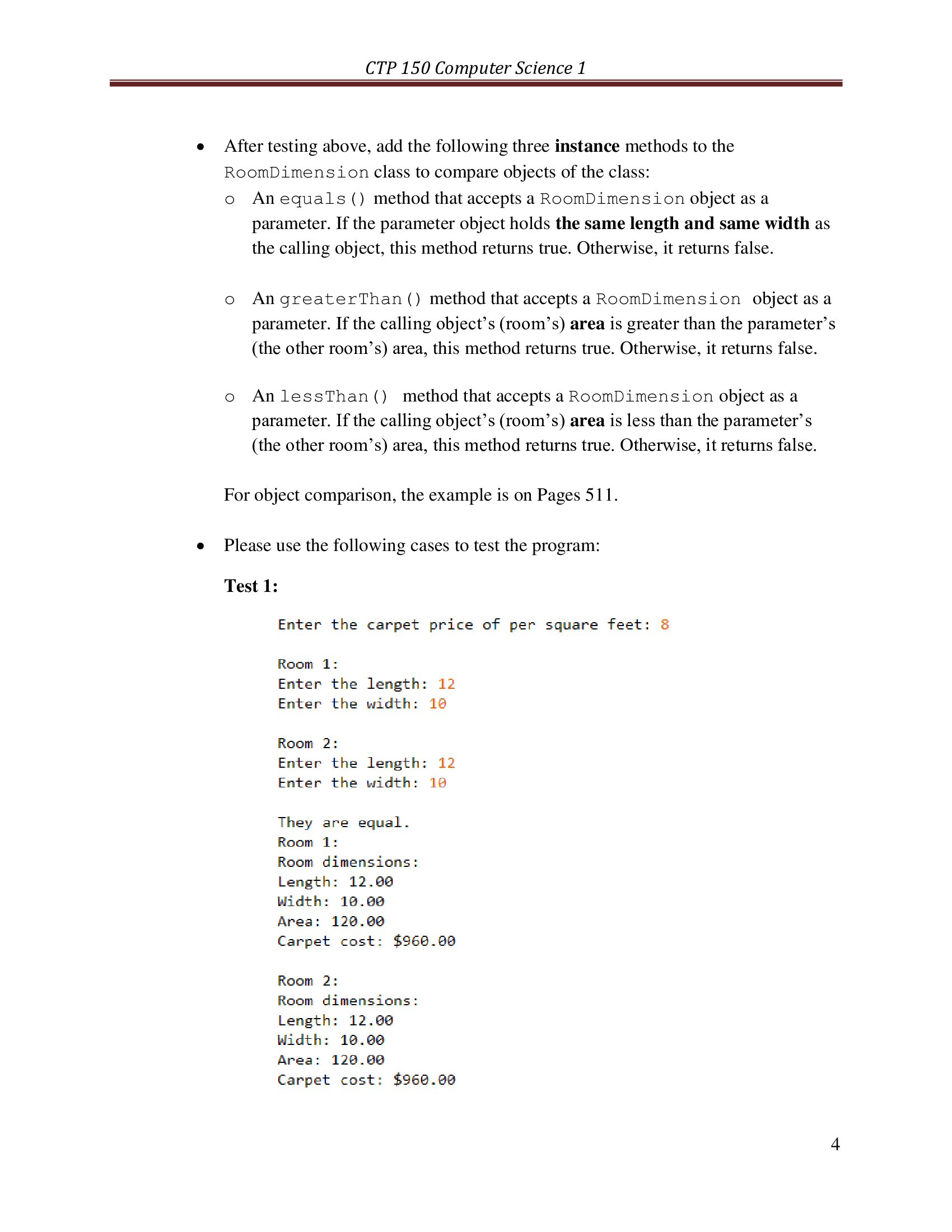 Solved 2. Room and Carpet Calculator - First, complete | Chegg.com