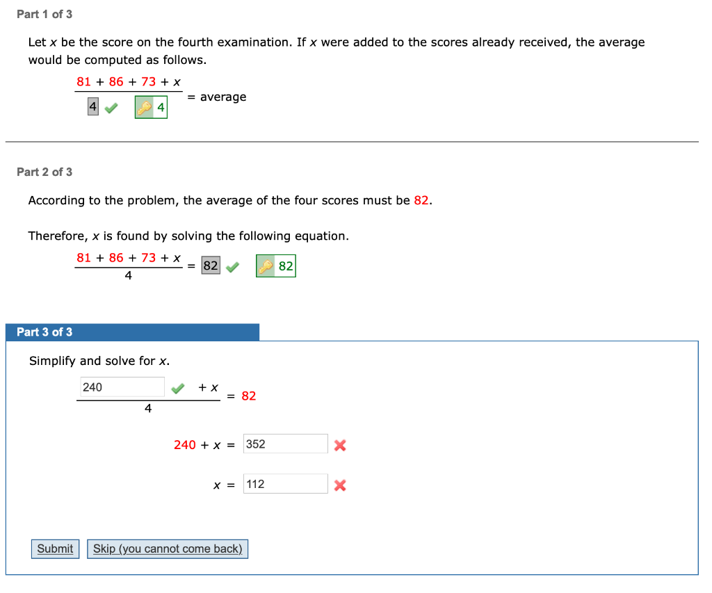 Solved Part 1 of 3 Let x be the score on the fourth | Chegg.com