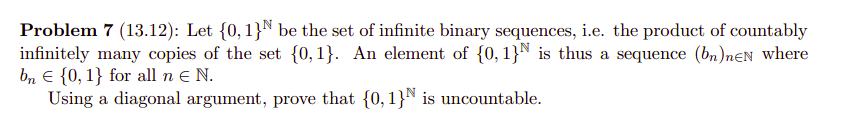 Solved Problem 7 1312 Let 01 N Be The Set Of Infinite 
