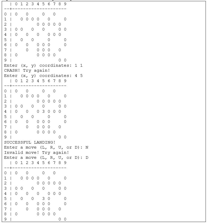 Solved Instructions Write a program named lunarlander.cpp | Chegg.com