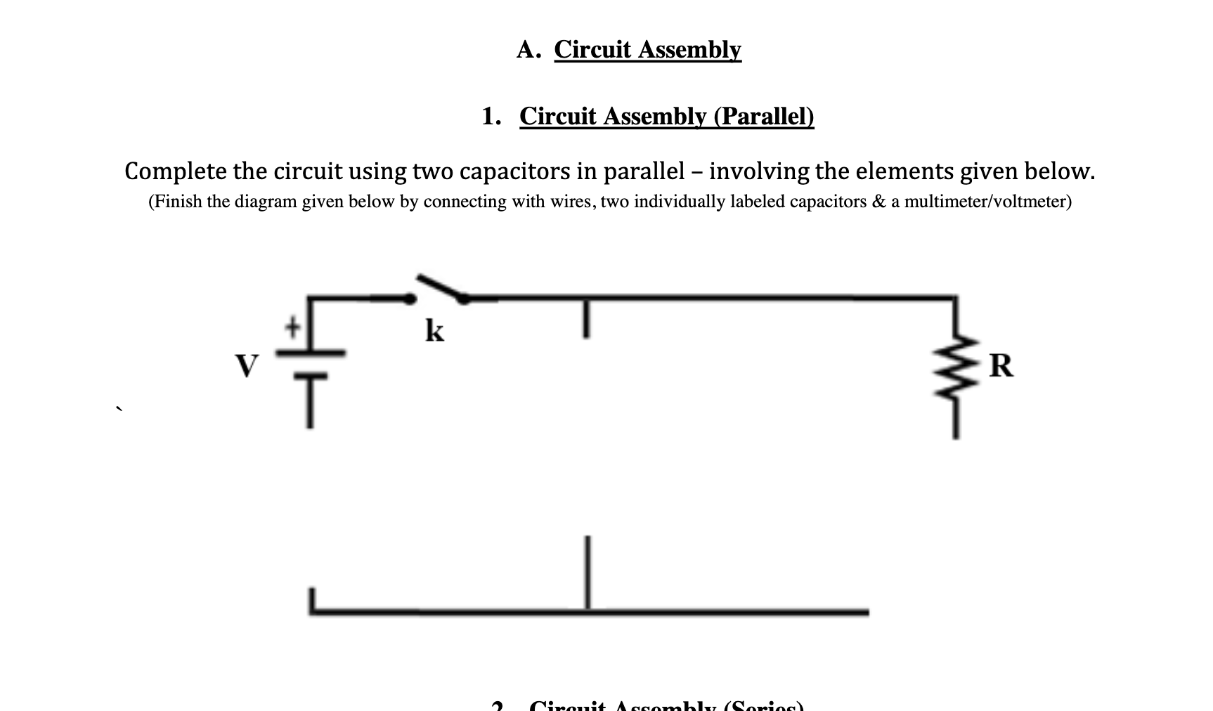 Solved A. Circuit Assembly 1. Circuit Assembly (Parallel) | Chegg.com
