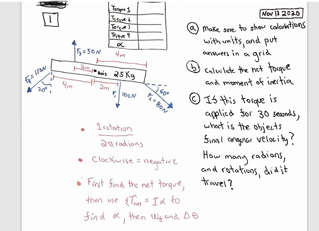 Solved Nov 13 2020 Torque 1 Torque a Torque 3 Torque 4 Make | Chegg.com
