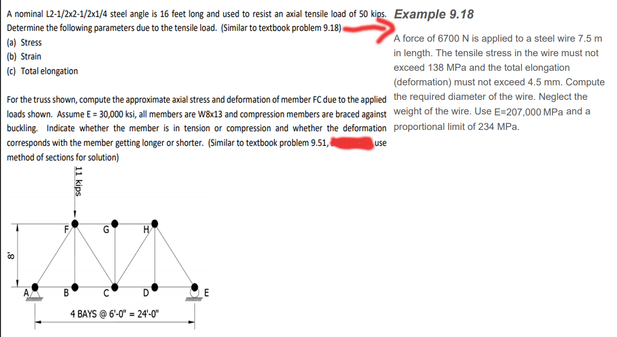 Solved A nominal L2-1/2x2-1/2x1/4 steel angle is 16 feet | Chegg.com