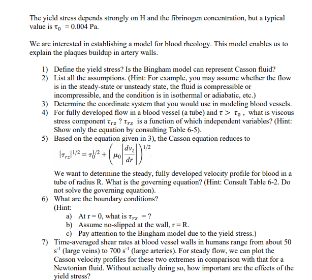 4. (25%) Blood Rheology Whole blood consists of a | Chegg.com