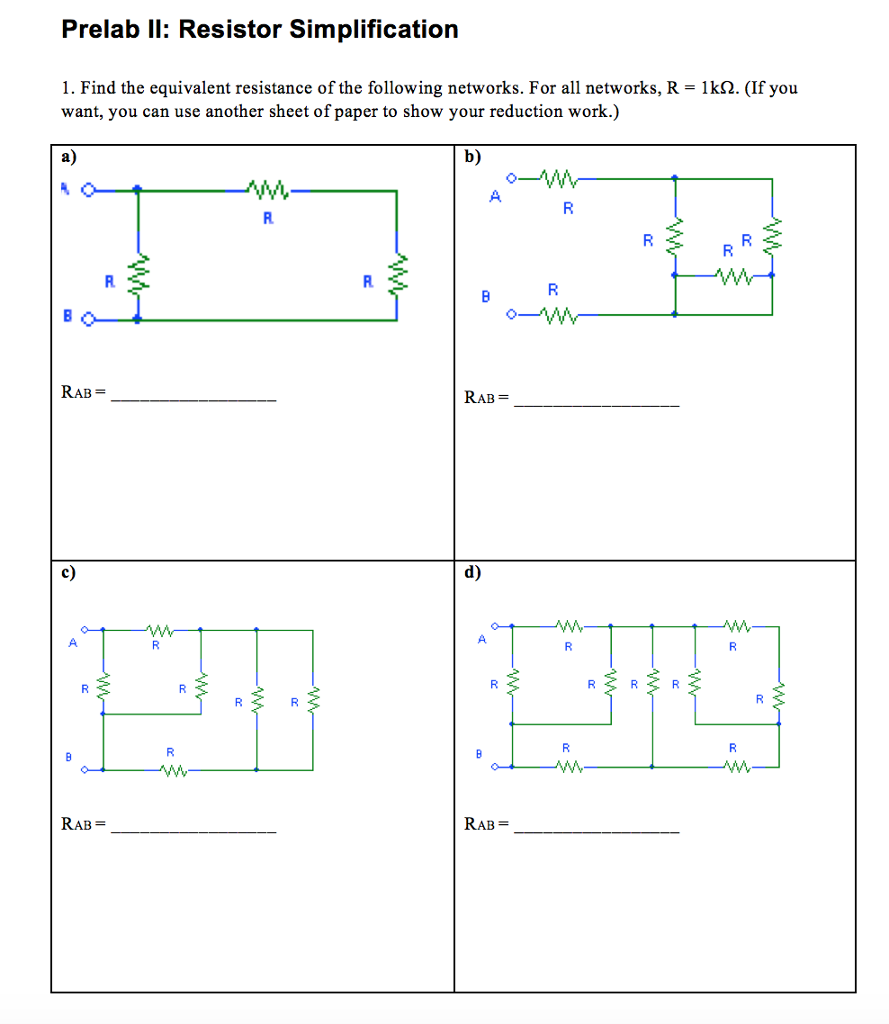 Solved Prelab lIl: Resistor Simplification 1. Find the | Chegg.com