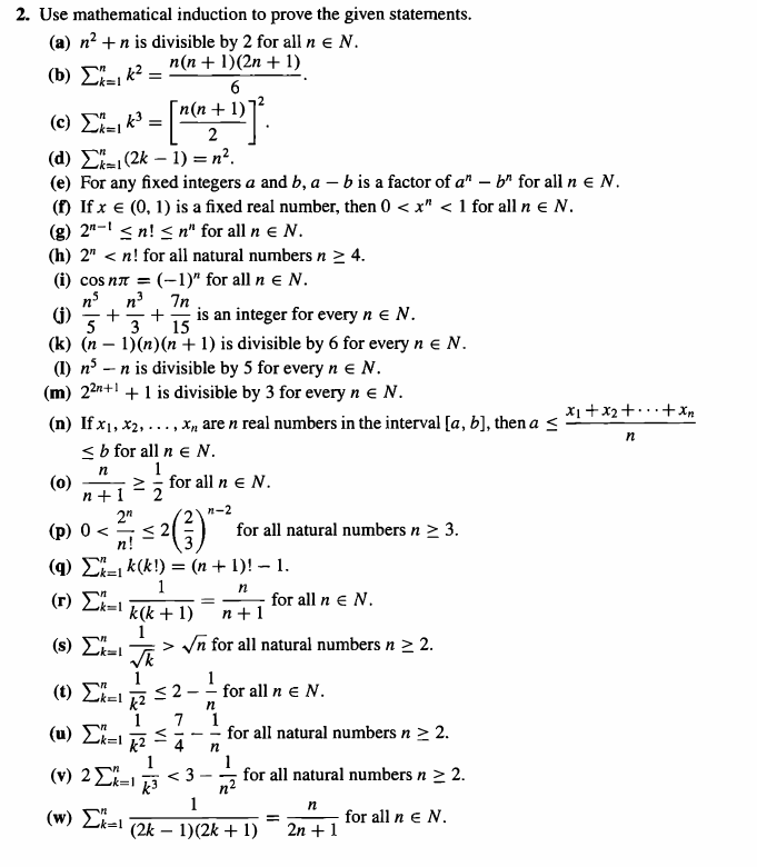 Solved (a) n2+n is divisible by 2 for all n∈N. (b) | Chegg.com