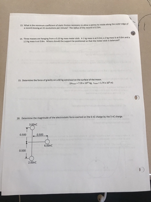 Solved What is the minimum coefficient of static friction | Chegg.com