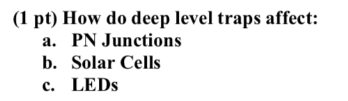 Solved (1 pt) How do deep level traps affect: a. PN | Chegg.com