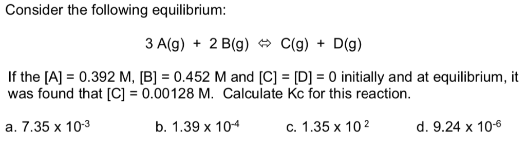 Solved Consider the following equilibrium: 3 A(g) 2 B(g) + | Chegg.com