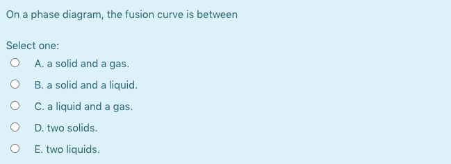 Solved On a phase diagram, the fusion curve is between | Chegg.com