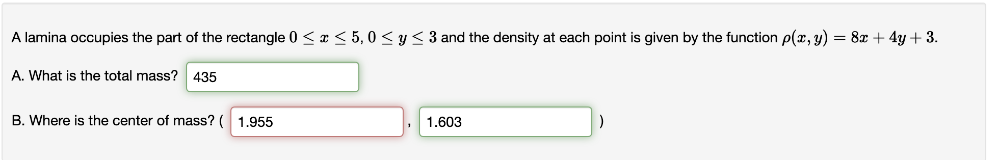 Solved A lamina occupies the part of the rectangle | Chegg.com