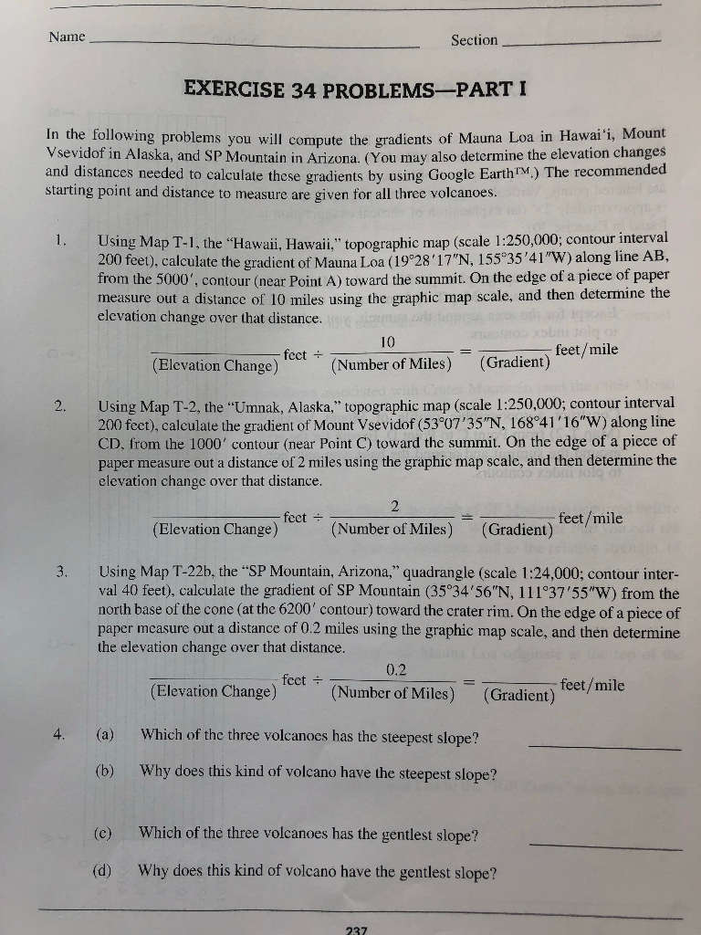 Name Section Exercise 34 Problems Part I Following