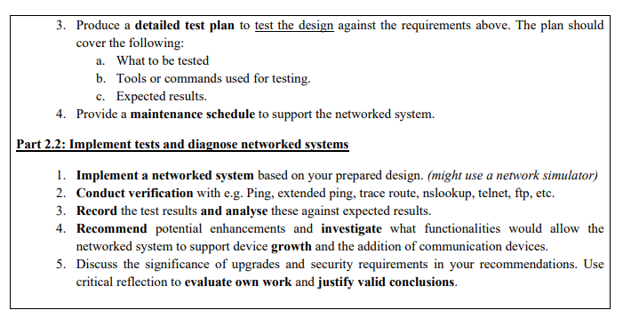 3. Produce a detailed test plan to test the design | Chegg.com