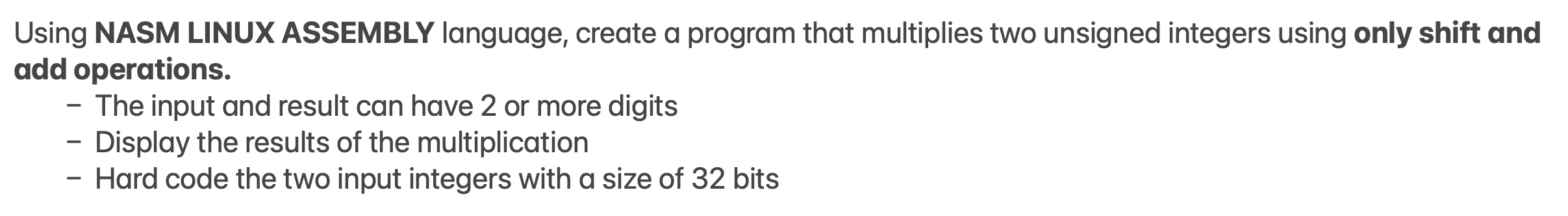 Solved Using Nasm Linux Assembly Language Create A Program 9007