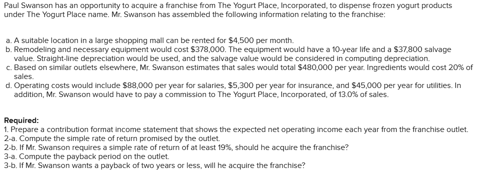 Solved Problem 12-19 (Algo) Simple Rate of Return; Payback | Chegg.com