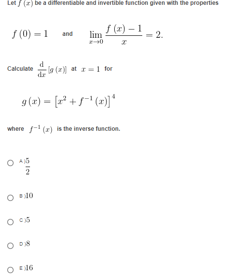 Solved Let F X Be A Differentiable And Invertible Function