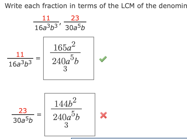 Solved Write each fraction in terms of the LCM of the | Chegg.com