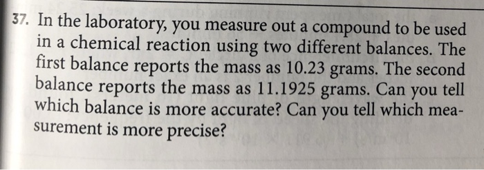 Solved 37. In the laboratory, you measure out a compound to | Chegg.com
