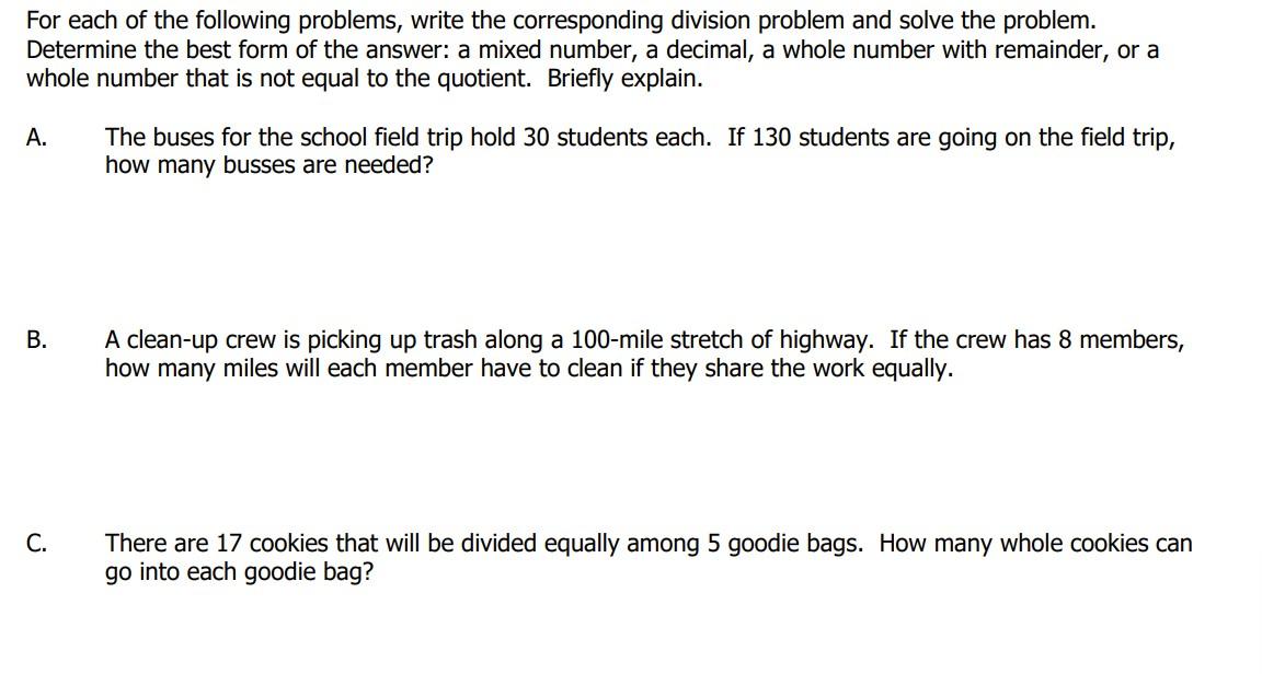 Solved For each of the following problems, write the | Chegg.com