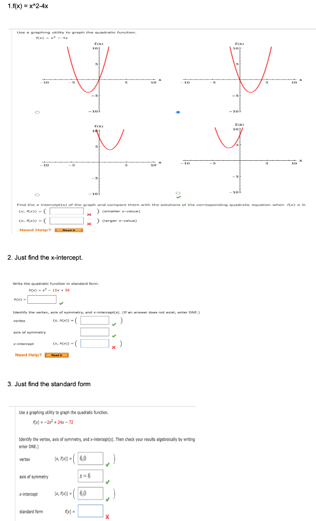 Solved 1. f(x)=x∧2−4x Uset o graphing utility to groph the | Chegg.com