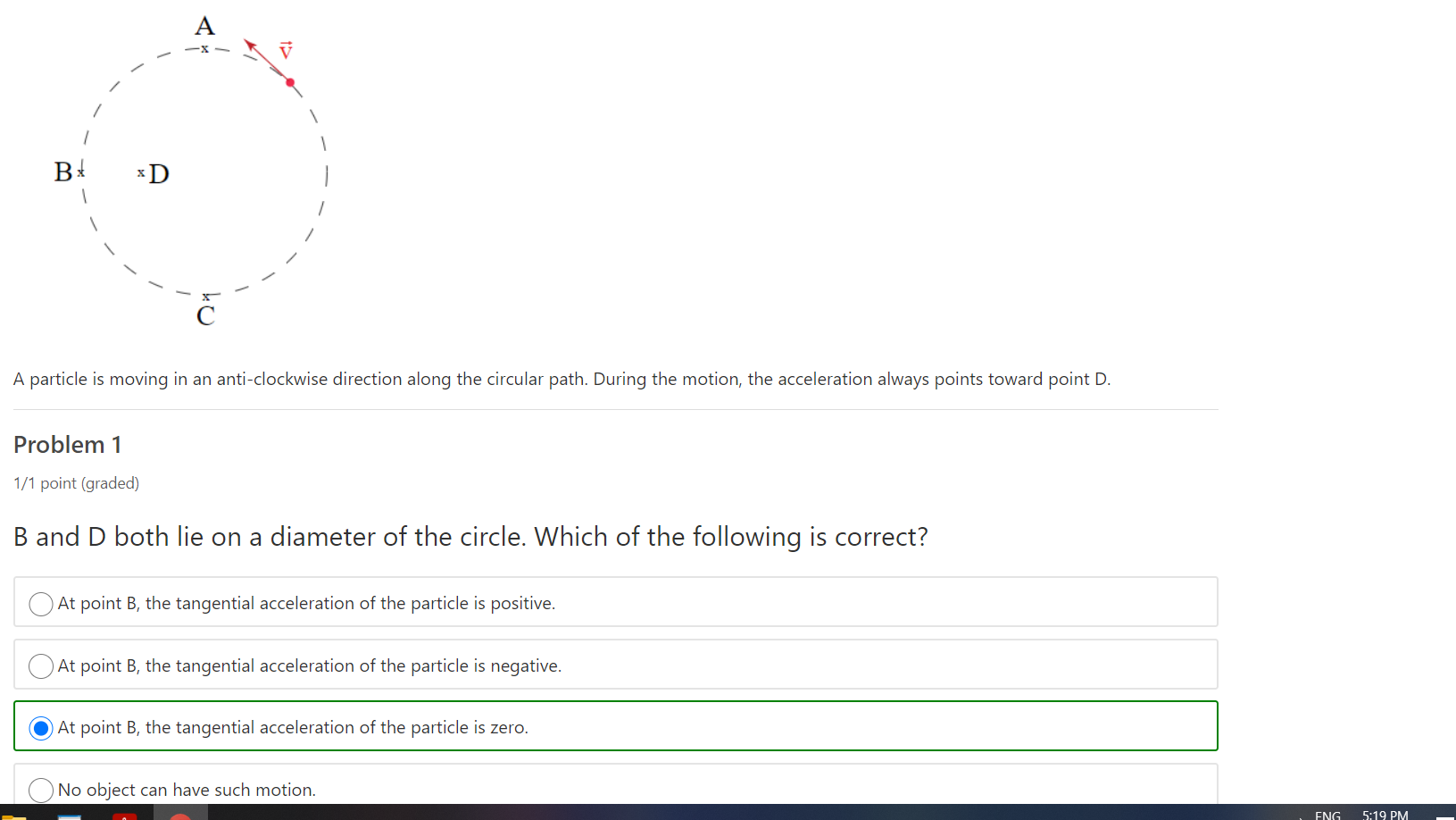 Solved A B* *D 1 A particle is moving in an anti-clockwise | Chegg.com